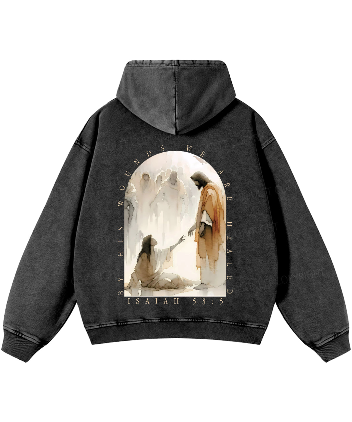 By His Wounds We Are Healed Double Sided Washed Christian Hoodie – Soultt