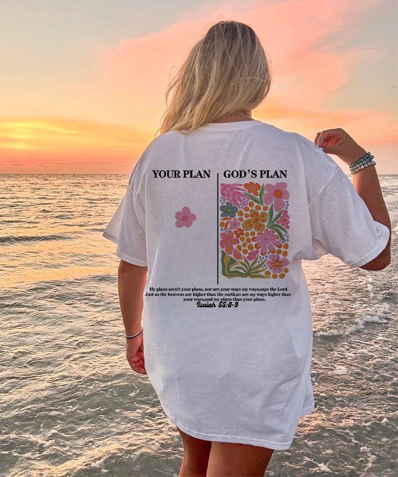 Your Plan God's Plan Double Sided Design Unisex Cotton Christian T-Shi ...
