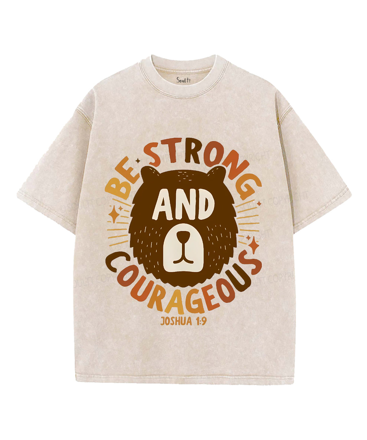 Be Strong And Courageous Unisex Washed Christian T-shirt – Soultt