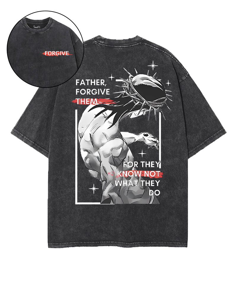 Father Forgive Them Double Sided Unisex Washed Christian T-shirt – Soultt